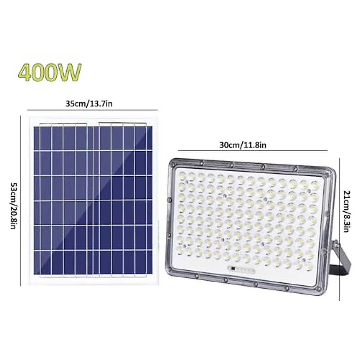 ZXXHNNAIH Home Solar Powered Street Lights, Dusk to Dawn IP67 Waterproof Solar Lights with Remote Control Extension Cord for Outdoor Parking Lot Yard,300W