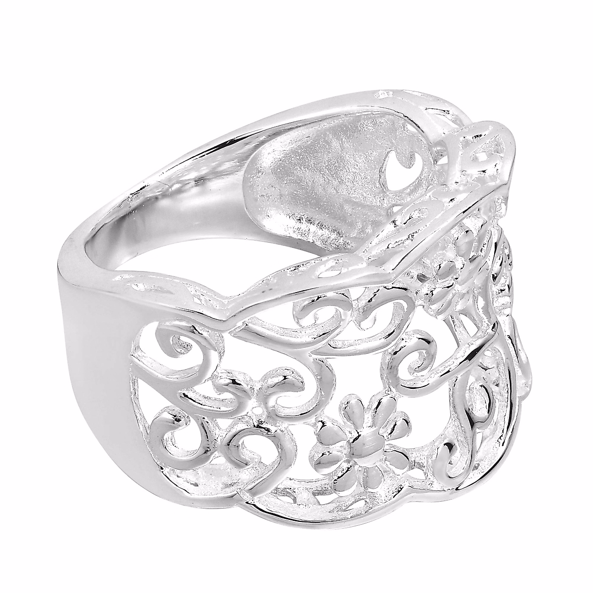 AeraVida Gorgeous Floral Filigree Vines .925 Sterling Silver Ring (10) | Vintage Silver Ring for Women | Fashion Jewelry