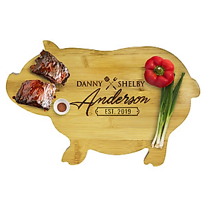 Animal Shaped Bamboo Cutting Boards - Fish, Cow, Pig, Chicken - Personalized Custom Engraved and Monogrammed