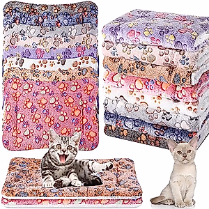 Ripeng 8 Pcs Guinea Pig Bed Mat Fleece Cat Bed Pad Dog Crate Mat for Indoor Warm Reversible Pet Bedding for Small Animal Bed Washable Kennel Crate Pad Cat Carrier Mat(Multicolor, 13" x 18.5")