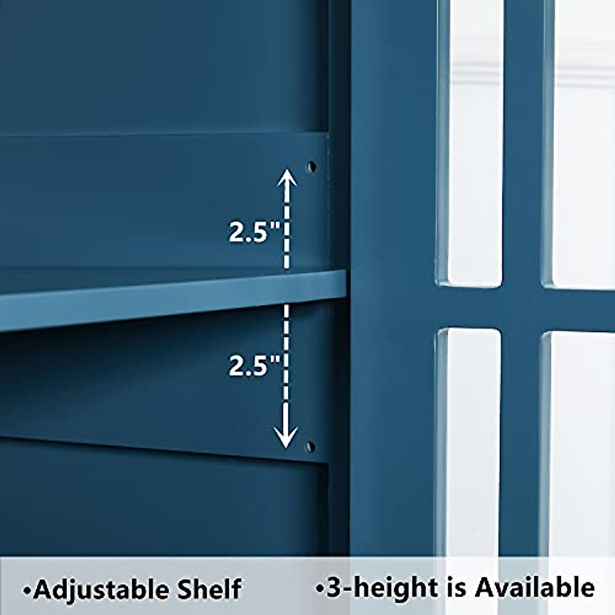 Wood Accent Buffet Sideboard Storage Cabinet with Doors and Adjustable Shelf, Entryway Kitchen Dining Room, Dark Teal