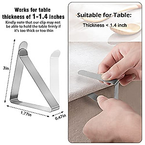 Tablecloth Clips, 12 Pack Stainless Steel Heavy Duty Picnic Table Cloth Clips, Outdoor Picnic Tables Cover Clamps Holders for Dining Restaurant Marquees Weddings Graduation Party,Thickness Below 1.4''