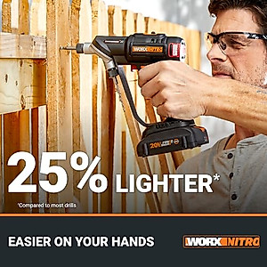 Worx Nitro 20V SwitchDriver 2.0, 2-in-1 Brushless Cordless Drill Driver, Drill Set Rotatable Dual 1/4" Chucks, Compact Cordless Drill with Digital Torque Setting WX177L – (Battery & Charger Included)