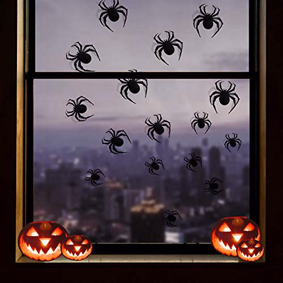 Halloween Home Decorations, 60 PCS 3D Large Spider, Realistic PVC Spider Stickers for Halloween Eve Party Supplies, DIY Scary Room Wall and Window Decor