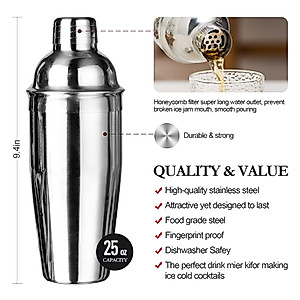 Mixology Bartender kit,16-Piece Silver Bartender Kit with Stand, 25oz Bar Set Cocktail Shaker Set, Professional Stainless Steel Bartending Kit for Home, Bar, Party