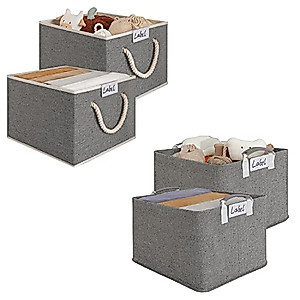 LoforHoney Home Bundle- Storage Bins with Cotton Rope Handles Dark Gray XLarge 2-Pack, Storage Baskets with Metal Frames Dark Gray XLarge 2-Pack