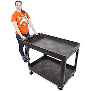 Stand Steady Original Tubstr Extra Large Utility Cart - Heavy Duty Tub Cart Holds up to 500 Pounds - 2 Shelf, Huge Rolling Cart - Great for Warehouse, Garage and More (45.5 x 24.5 / Black)