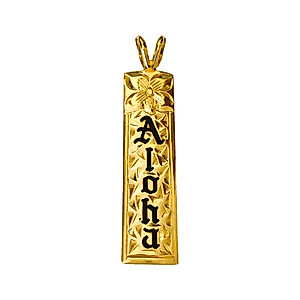 Hawaiian Heirloom Jewelry 10mm 14k Yellow Gold Custom Vertical Pendant