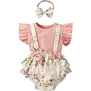 Voonlie Baby Girl Clothes Outfits 3PCS Newborn Infant Baby T Shirt Shorts Headband Summer Set