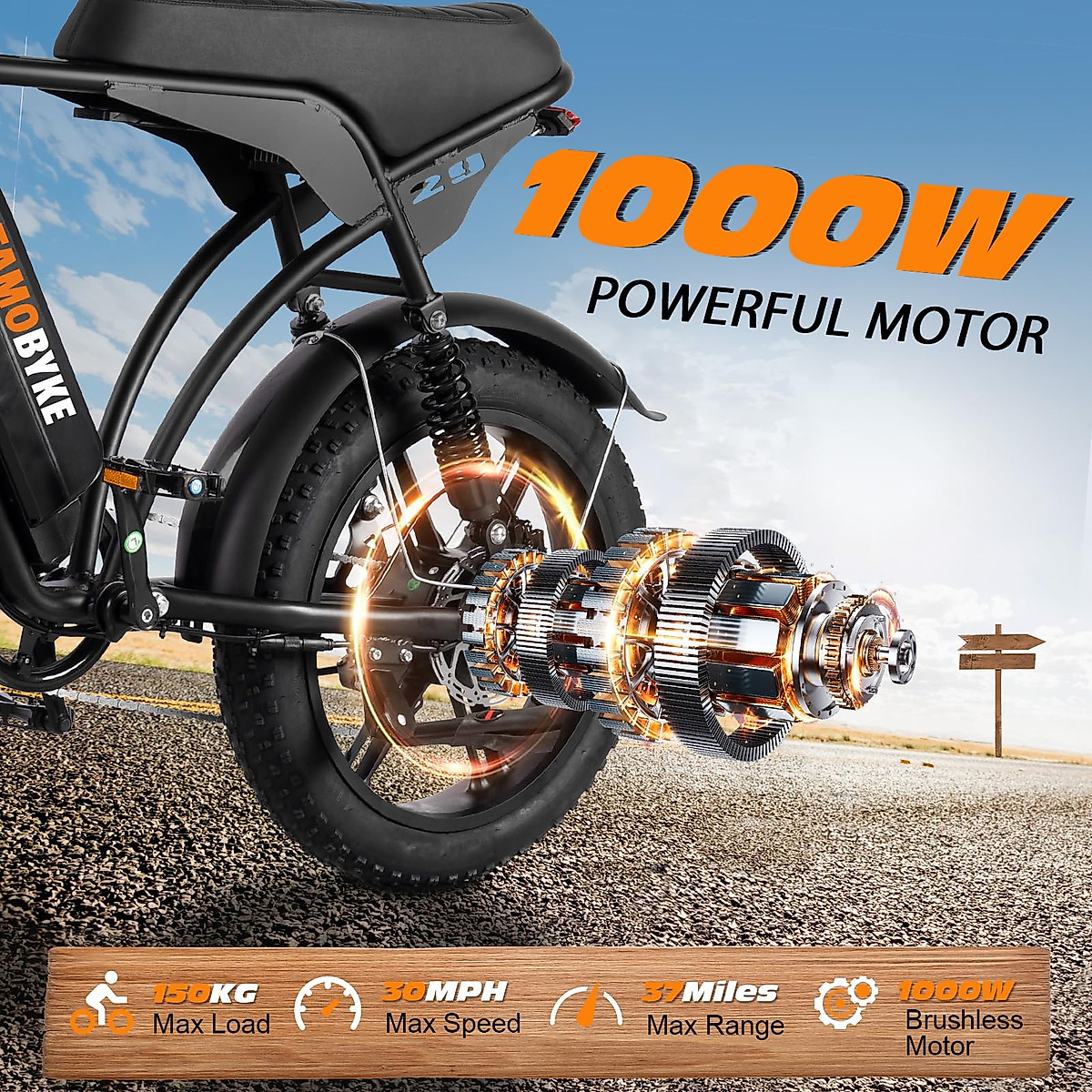 Tamobyke V29/V29Pro Electric Bike for Adults, 1000-2000W 30-34MPH 48V 15.6-31.2AH E-Bike, 20" x4.0 Fat Tire Electric Dirt Bike, Full Suspension Electric Motorcycle Moped Ebike for Commuting