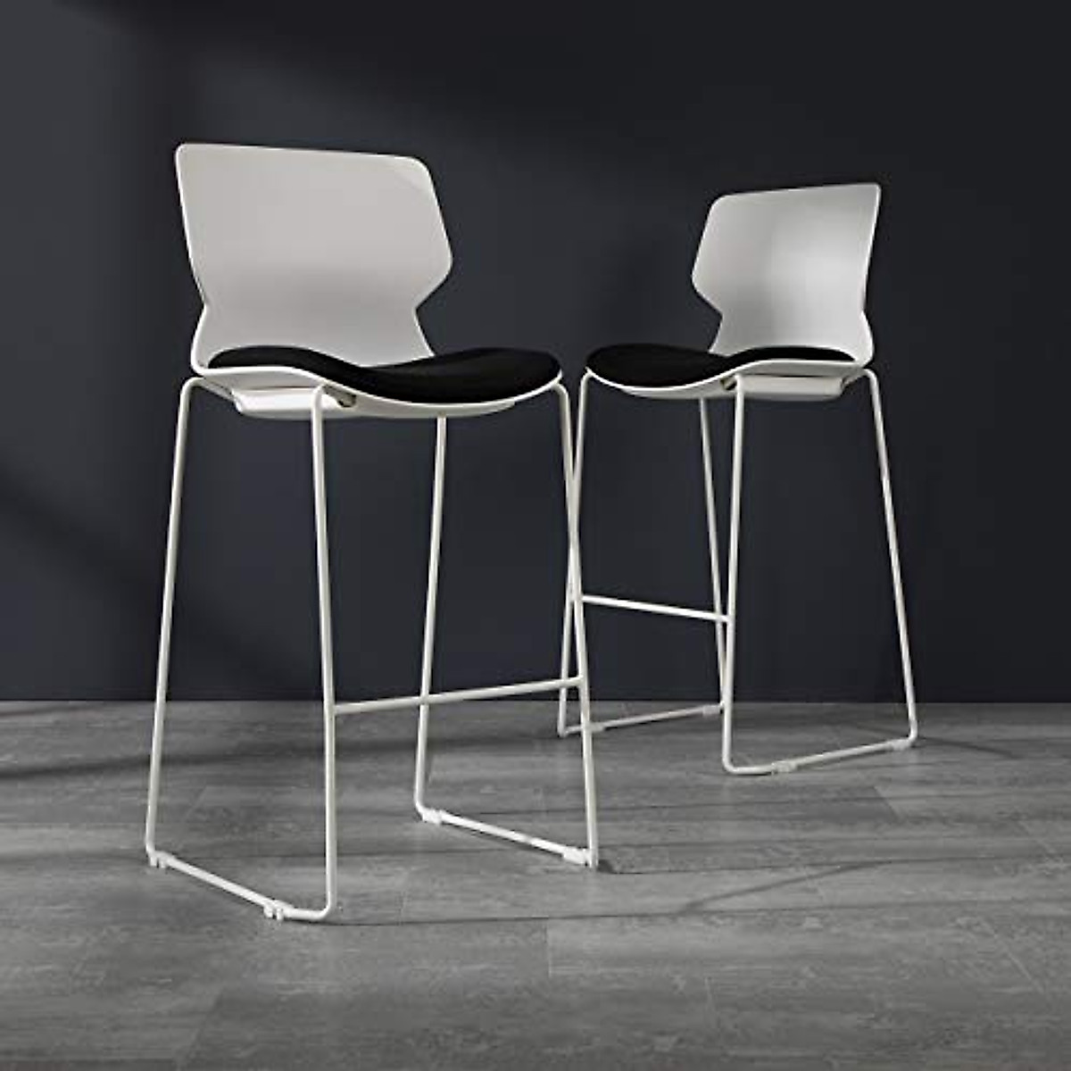 HON Basyx Contempo Guest Stool, 2 Pack, White/Black