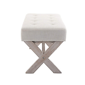 chairus Fabric Upholstered Entryway Bench Seat, 36 inch Bedroom Bench Seat with X-Shaped Wood Legs for Living Room, Foyer or Hallway - Cream