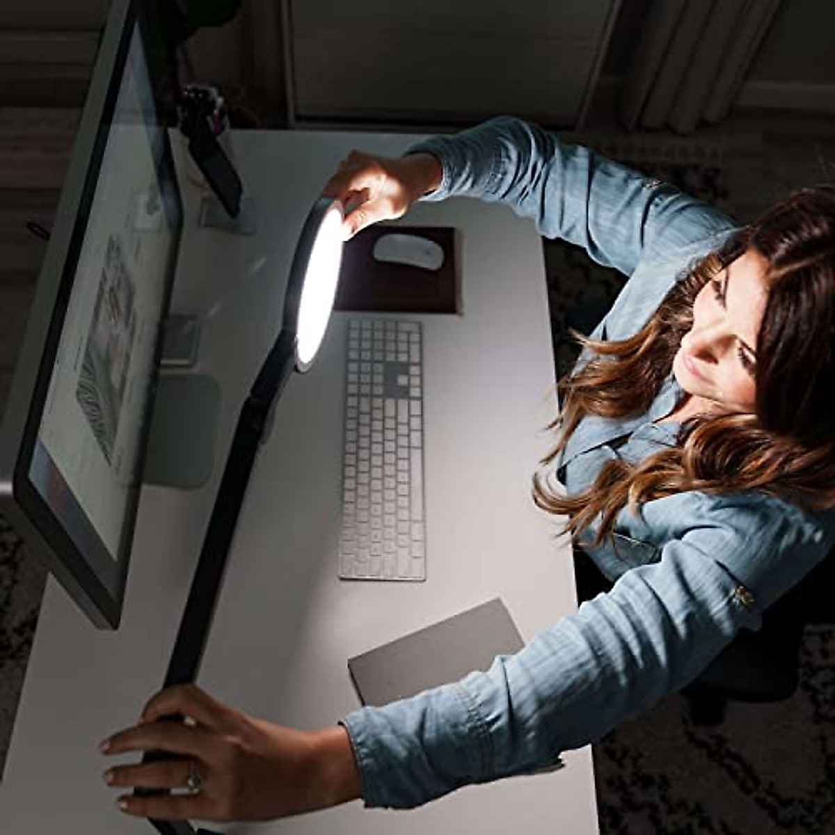 Lume Cube Edge LED Desk Light | Remote Work Swing Arm Desk Lamp with Clamp | Video Conferencing lighting, Zoom Webcam, Task Light, Drafting Light, Table Lamp | Adjustable Brightness, Color Temperature