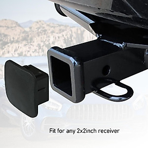 Miytsya 1 PC Car Tow Hook Dust Plug, 2In Rubber Square Mouth Trailer Receiver Tube Plug Protective Cover, Hitch Ball Insert Safety Tow Cover, Common Exterior Accessories for Most Cars (Black)