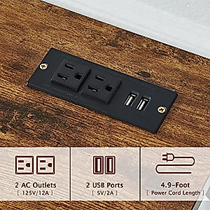 SUPERJARE Console Table with Power Outlets & USB Ports, Narrow Entryway Table, 39.3 Inches Sofa Table with Steel Frame for Hallway, Living Room, Entryway, Foyer - Rustic Brown