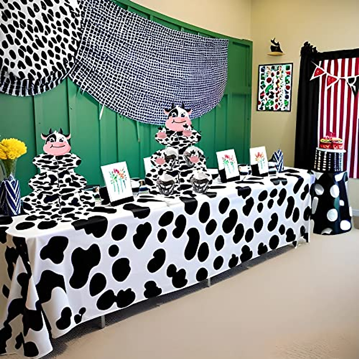 Cow Print Theme Birthday Party Supplies, 2 Pcs 3-Tier Cow Print Cupcake Stand, Farm Animal Themed Birthday Party Supplies for Girls and Boys, Cowgirl or Cowboy Party Decorations