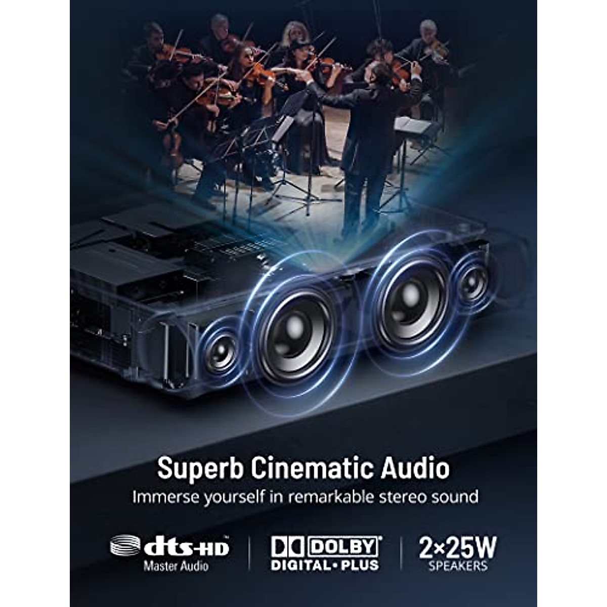 Paris Rhône Ultra Short Throw Laser Projector, 4K UHD Laser TV with HDR 10, 150 inches Display, 2000 ANSI Lumens, Integrated 50W Speakers with DTS and Dolby, MEMC, Smart Home Theater for Movies