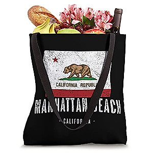 MANHATTAN BEACH California | Cali City Souvenir, CA Flag Top Tote Bag