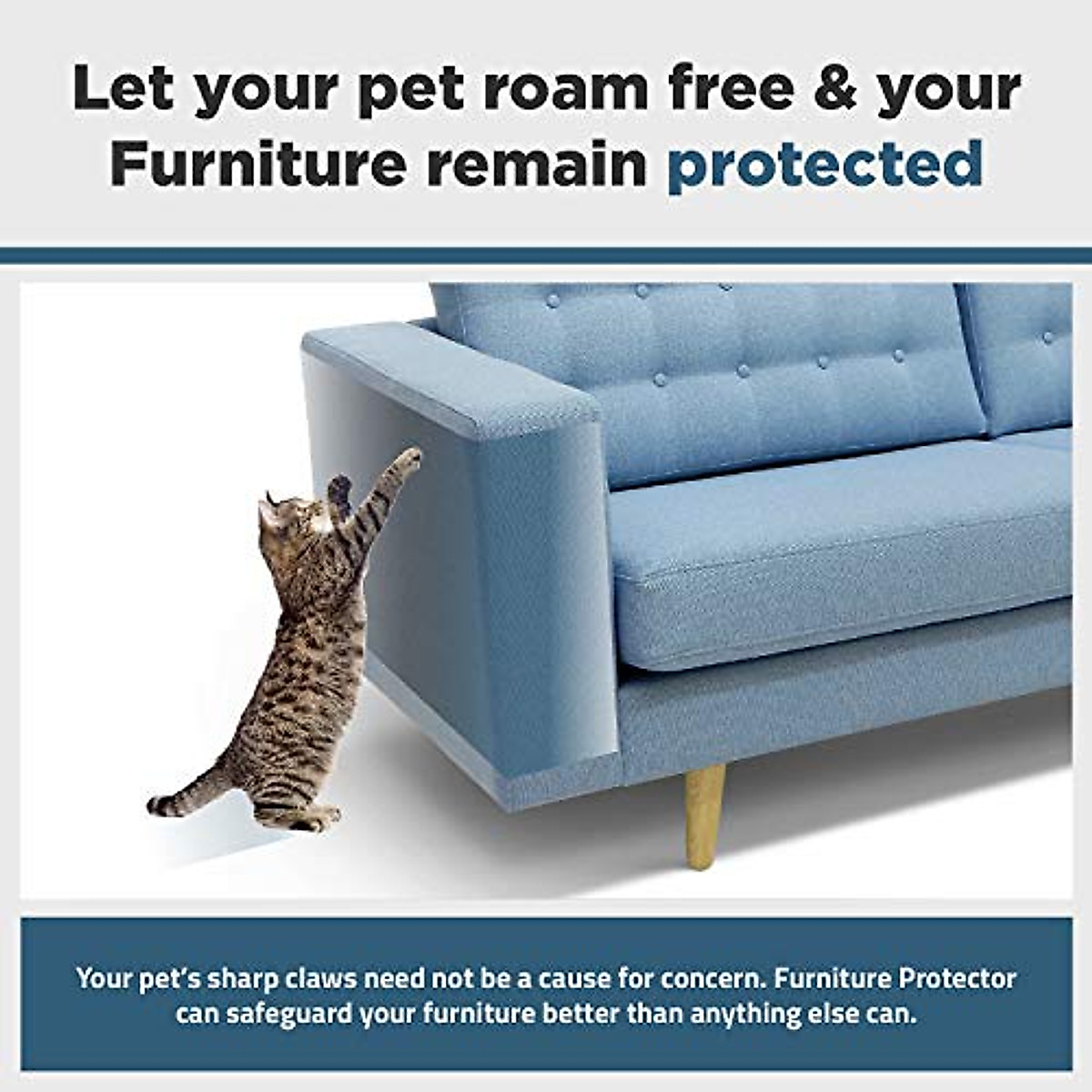 Set of 10 FurniCare Couch Protector- Guard Furniture from Dog and Cat Claw Scratch- Shield Sofa, Leather Furniture from Pet Scratches- Couch Arm Protector- Cover to Protect Carpet, Wall, Door