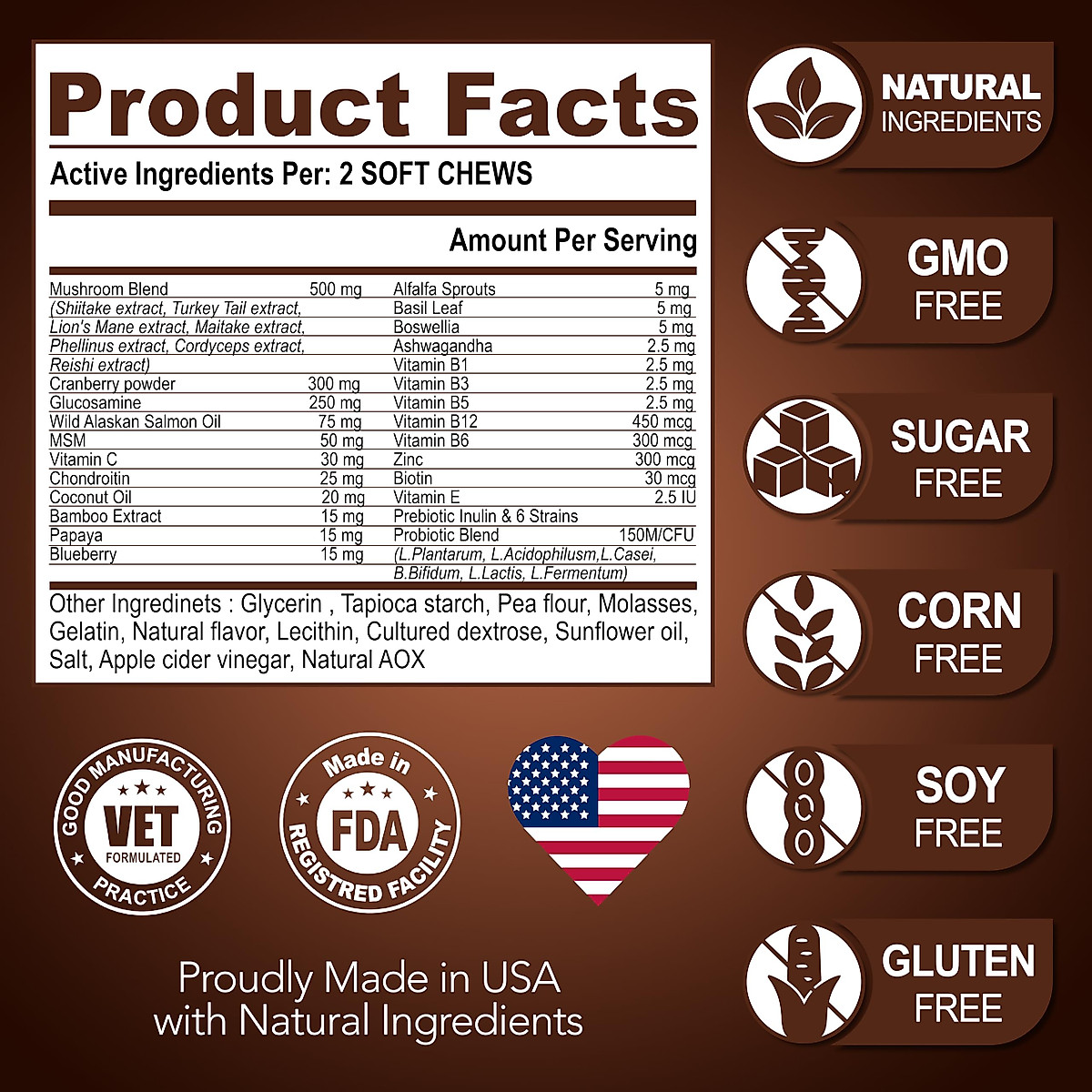 Mushroom for Dogs - 170 Chews - Turkey Tail Mushroom for Dogs - Mushroom Supplement for Dogs - Lions Mane - Reishi - Immunity Support Multivitamin - Joint Health - Energy - Gut - Skin - Dog Vitamins