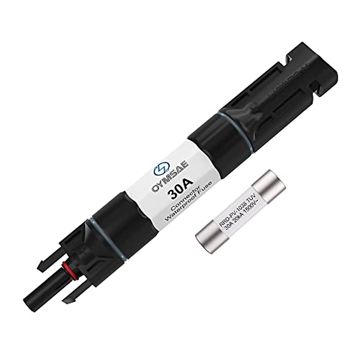OYMSAE 30A Solar Fuse Holder Inline Male and Female Connector 30 Amp PV Fuse for Solar Pannel Waterproof w/Fuse, Black