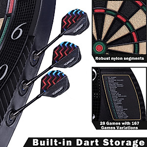 Electronic Dart Board - Dart Board Electronic Scoreboard for 16 Players - 6 Darts Plastic Tips 50 Soft Tips LED Display Power Adapter Throw Line