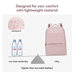 FULL DESIGN Travel Laptop Backpack for Women, 14 inch Water Resistant Computer Backpack, Fashion Daypack Shoulder Bag for Work College (Pink)