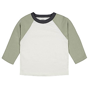 Gerber Baby Boys' 3-Pack Long Sleeve Baseball Tees, Green & Gray, 12 Months