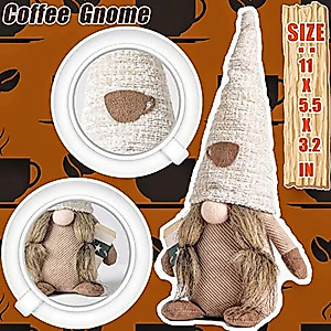 DraMosary Coffee Gnomes Coffee Bar Decoration, 4pcs Plaid Plush Gnomes Coffee Scandinavian Figurine Nordic Tiered Tray Decor for Home Office