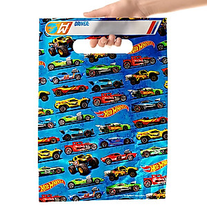 Hot Wheels Wild Racer Folded Loot Bags - 9" x 6.5" (8 Pc.) - Perfect for Birthday Celebrations & Racing Themed Events