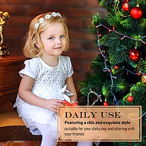 Syhood 2 Pieces Girl Elegant Headband Flower Headpiece White Flower Headband with Ribbon and Rhinestones Cute Bridal Wedding headband for Girl Party Hair Accessories