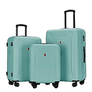 Widfre Luggage Sets 3 Pieces Carry on Suitcase Hardshell Lightweight Travel with Double Spinner Wheels Locks TSA Approved (Green)