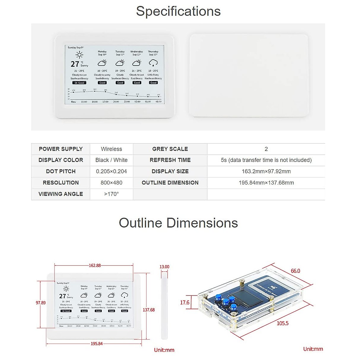 Waveshare 7.5inch NFC e-Paper Eval Kit Bundle with 7.5inch NFC-Powered e-Paper ST25R3911B NFC Board Micro Card 16GB Micro Card Reader USB-A to Micro-B Cable(5 Items)