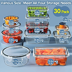 KITHELP 60-Piece Large Food Storage Containers Set - Leakproof, BPA-Free Plastic with Lids Airtight for Kitchen Storage and Organization Reusable with Labels Pen- Microwave Dishwasher Freezer Safe