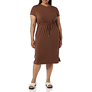 Amazon Aware Women's Modal Dropped Shoulder Midi Dress (Available in Plus Size), Deep Brown, 3X