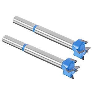 Kozelo 2pcs Forstner Drill Bits - [17mm] Tungsten Carbide Auger Opener for Wood Furniture Hinge Woodworking Use, Round Shank, Dark Blue