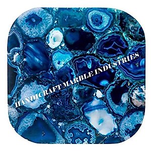 30" Inch Agate Square Table, Natural Agate Table, Square Coffee Table, Blue Agate Table, Square Agate Stone Table