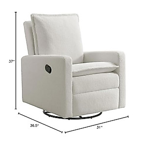Oxford Baby Uptown Upholstered Swivel Glider and Recliner Nursery Chair, Boucle White