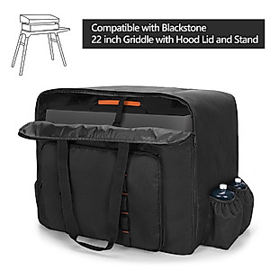 HODRANT Griddle Carry Bag Compatible with Blackstone 22 Inch Tabletop Griddle with Hood Lid and Stand, 22 In Portable Grill Cover for Outdoor Tabletop Griddle Storage, for Camping & Travel, Bag Only