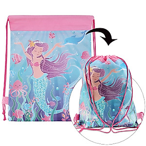 Konsait Mermaid Party Bags Kids Mermaid Birthday Party Supplies Favors Gift Bags 10 Pack, Kids Party Candy Drawstring Bags Pouch, Goodie Bags for Children Girls Toddlers