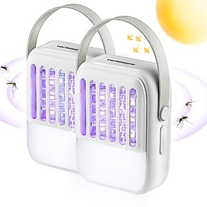 Vertmuro Solar Mosquito Killer, Lighting Mosquito Killer 2-in-1 Mosquito Killer, Cordless & Rechargeable Electric Mosquito Killer, Mosquito Killer with Suspension Ring, 2 Pack