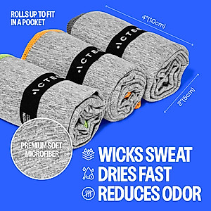 Acteon New Microfiber Quick Dry Gym Towel, Silver ION Odor-Free Mega Absorbent Fiber, Fast Drying, Men & Women Small Workout Gear for Body Sweat, Beach, Working Out, Camping, Travel Towel