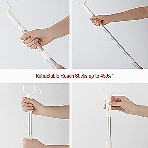 BEEY Reach Stick Long Pole Utility Hook 45" Telescoping Closet Pole Adjustable Reaching Pole Extendable Reach Pole Reaching Pole for Clothesline,Closet,Ceiling,Shelf