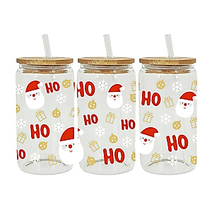 16OZ Glass Cups UV DTF Cup Wrap Christmas Rub on Transfers for Crafting DIY Libby Glass Waterproof Decals （6 Sheets）