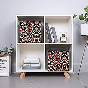 Cute Animal Print Storage Bin Foldable Cube Closet Organizer Square Baskets Box with Dual Handles