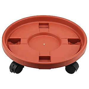 HOIGON 4 Pack 13 Inch Plant Caddy with Wheels, Drain Tube and Water Tray, Heavy Duty Plant Pallet Caddy, Round Rolling Plant Stand Flower Planter Pot Mover, Red