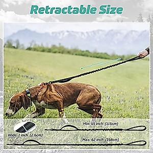rabbitgoo Tactical Dog Leash, Bungee Dog Training Leash with Shock Absorption, Military Dog Leash with 2 Padded Control Handles for Medium Large Dogs, 4-5.2FT