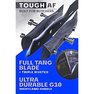 Dalstrong Butcher Knife - 10 inch - Delta Wolf Series Knife - Ultra-Thin & Zero Friction Blade - HC 9CR18MOV Steel - Black Titanium Nitride Coating - Breaking Knife - G10 Camo Handle - Leather Sheath