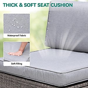YITAHOME 8 Pieces Outdoor Patio Furniture Set, Sectional Sofa PE Rattan Wicker Conversation Set Outside Couch w/Table and Cushions for Porch Lawn Garden Backyard,Gray