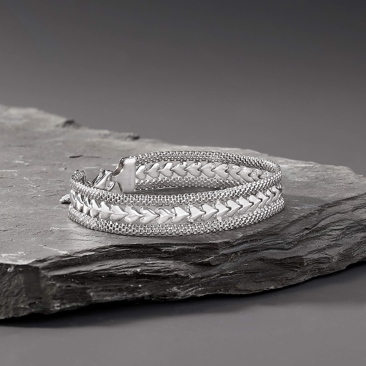 Ross-Simons Italian Silver Heart Motif Bracelet